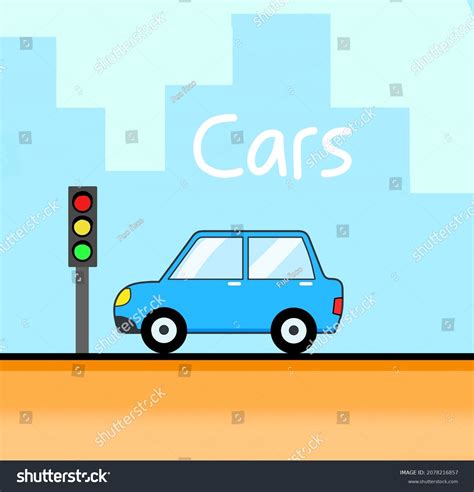 Illustration Car Traffic Light Building Background Stock Illustration
