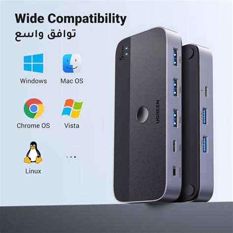 Ugreen Cm662 Usb 3 0 Switch Selector 2 In 4 Out 2 Computers Sharing 4 Devices Splitter 1 Usb C