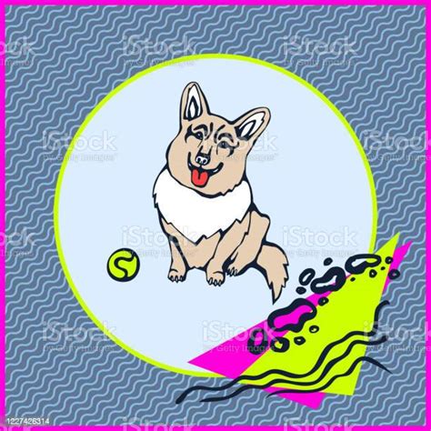 벡터 배경 손 그린 코기 개 손으로 그린 잉크 그림 현대 장식 장식 배경 벡터 패턴입니다 직물 천 벽지 스크랩북인쇄 강아지 어린