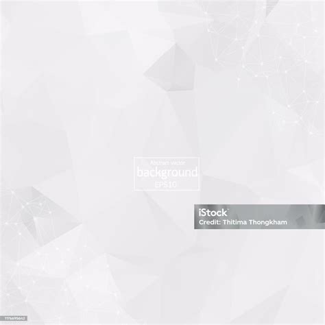 기하학적 흰색 다각형 배경 분자 및 통신 점으로 연결된 선 미니멀리즘 혼란 일러스트 배경입니다 과학 화학 의학 기술의 개념 0명에 대한 스톡 벡터 아트 및 기타 이미지