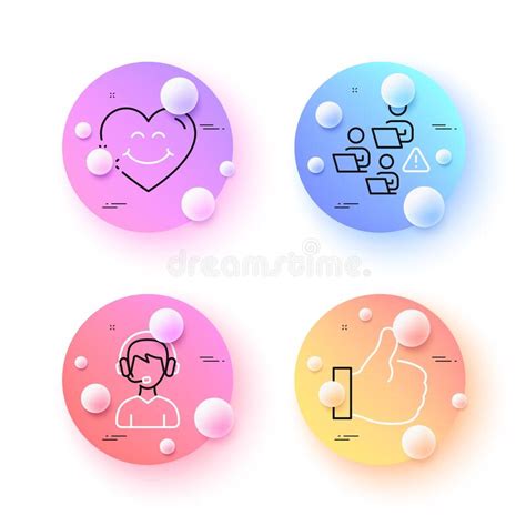 Consultant Smile Face And Teamwork Minimal Line Icons For Web Application Printing Vector