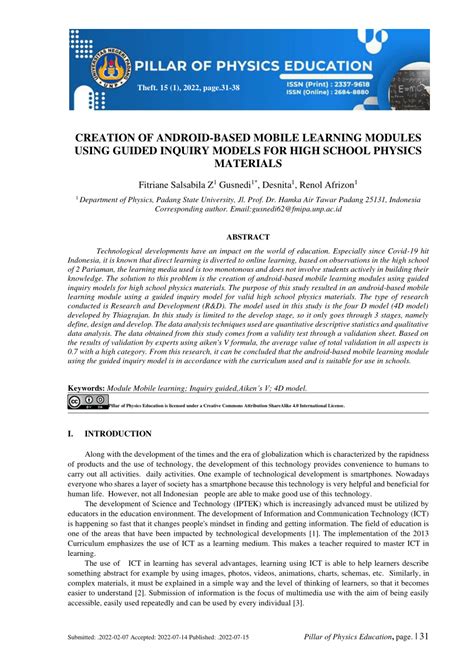 Pdf Creation Of Android Based Mobile Learning Modules Using Guided