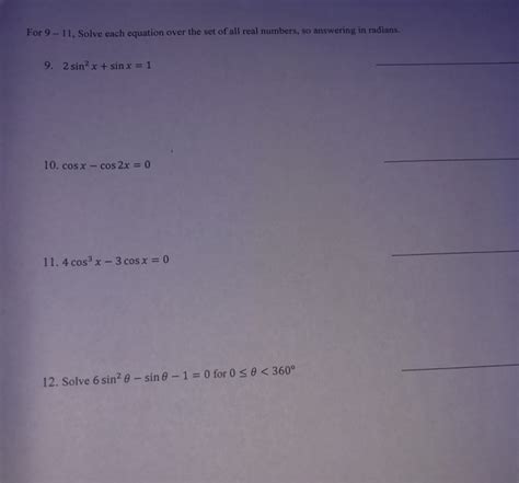 Solved For 9 11 Solve Each Equation Over The Set Of All Chegg Com