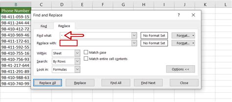 how to remove hyphens in excel spreadcheaters