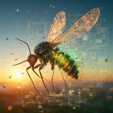 Premium Photo Genetically Modified Macro Closeup Of Nano Robot Engineered Weapon Mosquito In