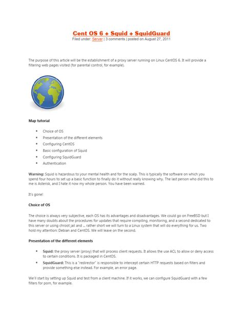 Squid Squidguard On Centos Pdf Proxy Server Operating System