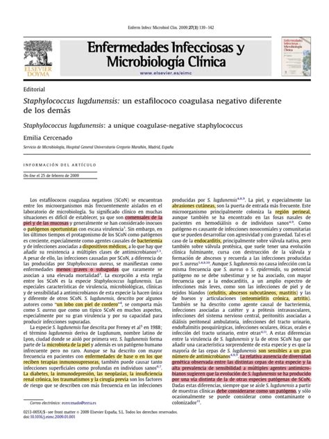 S Lugdunensis Descargar Gratis Pdf Staphylococcus Aureus Inmunología