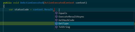 c why is there no access to context result statuscode in action and