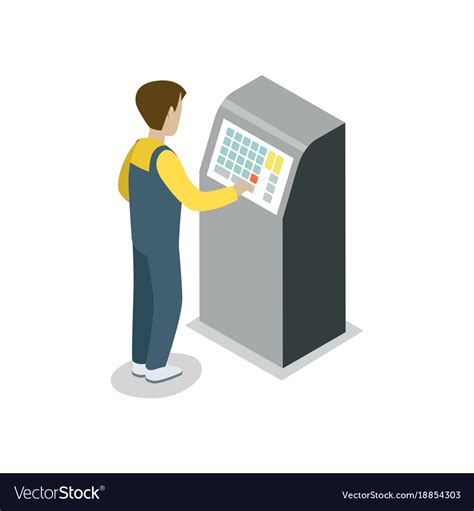 Operator Assembly Line Isometric 3d Icon Vector Image