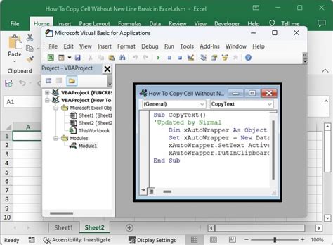 How To Copy Cell Without New Line Break In Excel