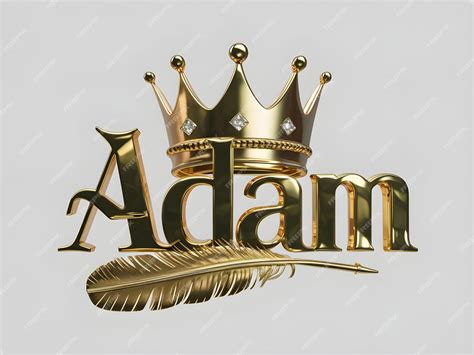 Adam Name Logo Design Adam Name In Elegant Font Gold Crown With Feather Vector Format Premium