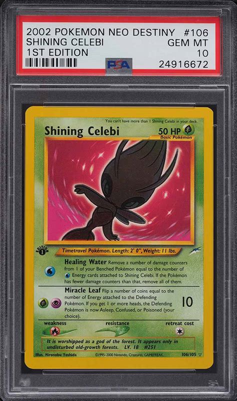 2002 Pokemon Neo Destiny 1st Edition Shining Celebi 106 Psa 10 Gem