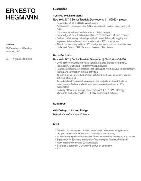 Teradata Developer Resume Samples Velvet Jobs