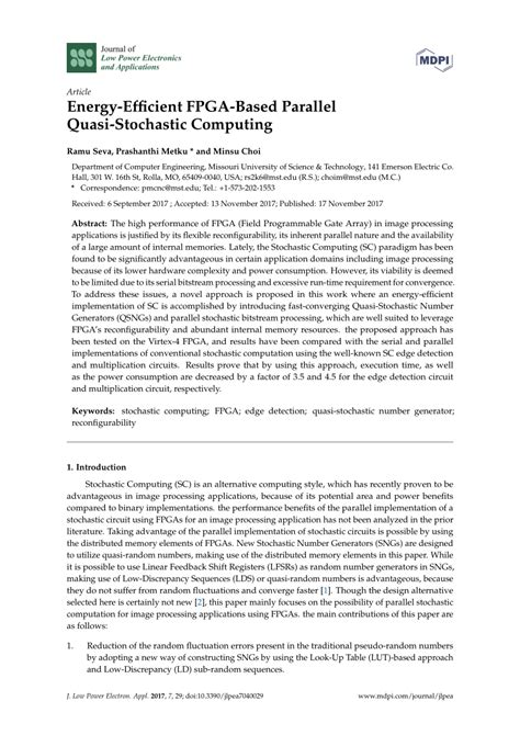 Pdf Energy Efficient Fpga Based Parallel Quasi Stochastic Computing