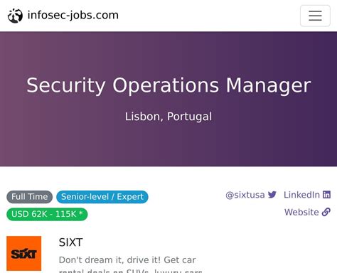 Hiring Security Operations Manager In Lisbon Portugal Rinfosecjobs