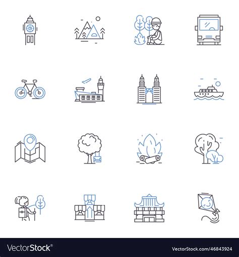 Roaming Abroad Line Icons Collection Royalty Free Vector