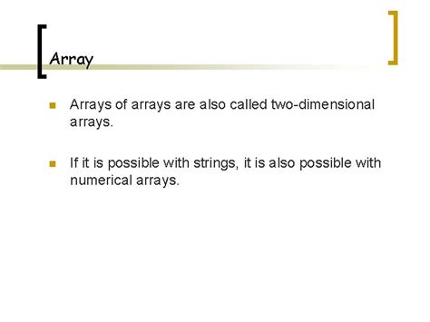 Arrays Numerical Arrays Of Multiple Dimensions Arrays N