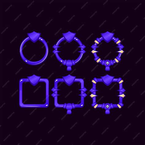 Premium Vector Set Of Game Ui Border Frame With Shield Symbol For Gui Asset Elements