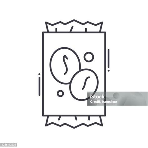 커피 봉지 아이콘 선형 절연 일러스트레이션 얇은 선 벡터 웹 디자인 기호 흰색 배경에 편집 가능한 스트로크와 개요 개념 기호