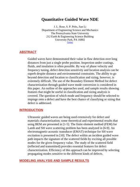 Quantitative Guided Wave Nde Pdf Waves Physical Phenomena