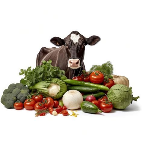 Premium Ai Image A Cow And Some Vegetables