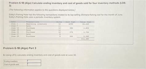Solved Problem B Algo Calculate Ending Inventory And Chegg Com