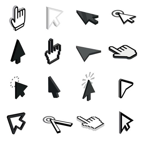 Mouse Pointer Icons Set Isometric D Style Vector Art At Vecteezy