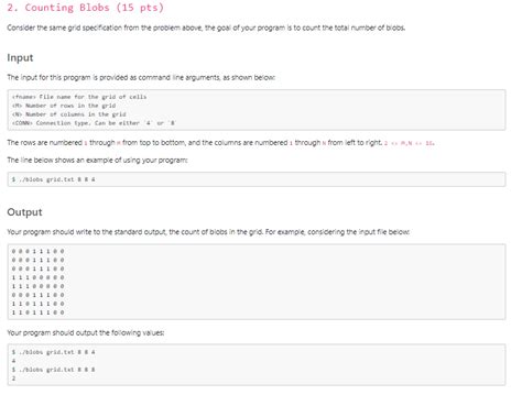 2 Counting Blobs 15 Pts Consider The Same Grid