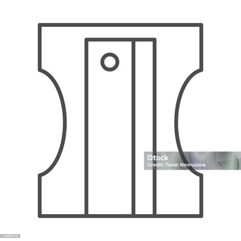연필 깎기 얇은 라인 아이콘입니다 수동 커터 기호 흰색 배경에 윤곽 선 스타일 그림 모바일 컨셉 및 웹 디자인을 위한 학교 악기