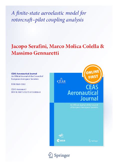 Pdf A Finite State Aeroelastic Model For Rotorcraftpilot Coupling