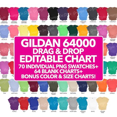 Gildan Softstyle Heather Colors G640 Color Chart Etsy