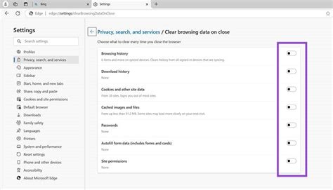 چگونه مرورگر Microsoft Edge را طوری تنظیم کنیم که به‌صورت خودکار کوکی‌های مرورگر را پاک کند اپ