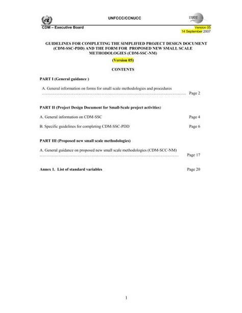 Guidelines For Completing The Ssc Pdd Cdm