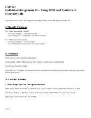 LSP IndAssign Docx LSP Individual Assignment Using SPSS And Statistics In