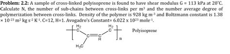 Solved Problem 2 2 A Sample Of Cross Linked Polyisoprene