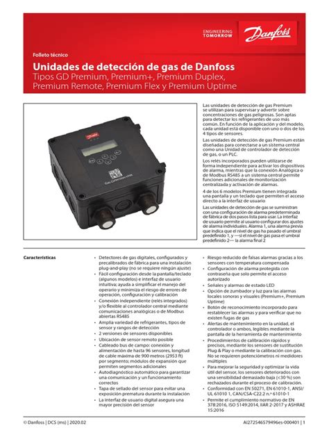 Gas Detection Danfoss Pdf Controlador Lógico Programable Corriente Continua