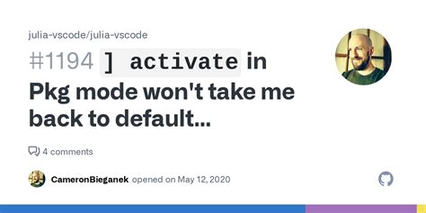 ` Activate` In Pkg Mode Wont Take Me Back To Default Environment