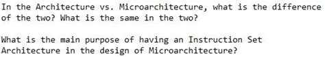 Solved In The Architecture Vs Microarchitecture What Is