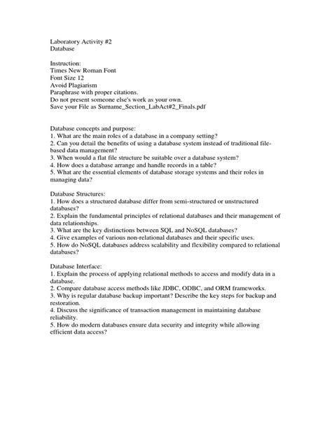 laboratory activity 2 database finals pdf