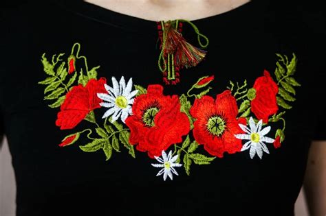 ᐉ Молодіжна чорна жіноча вишита футболка на короткий рукав із віскози