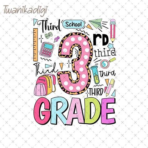 Typography 3rd Grade Png 3rd Grade Teacher Png Third Grade Png 3rd Grade Squad Crew Back To