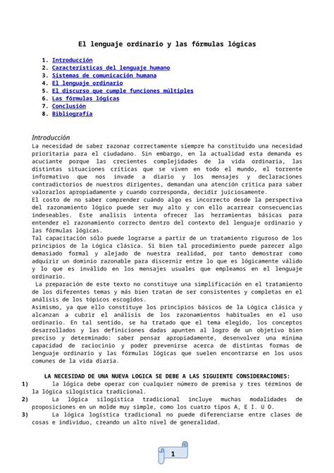 Doc Lenguaje Ordinario Y Formulas Logicas Dokumen Tips