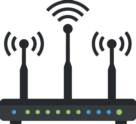 Wireless Router With Three Antennas Emitting Signals Flat Design Digital Technology Illustration