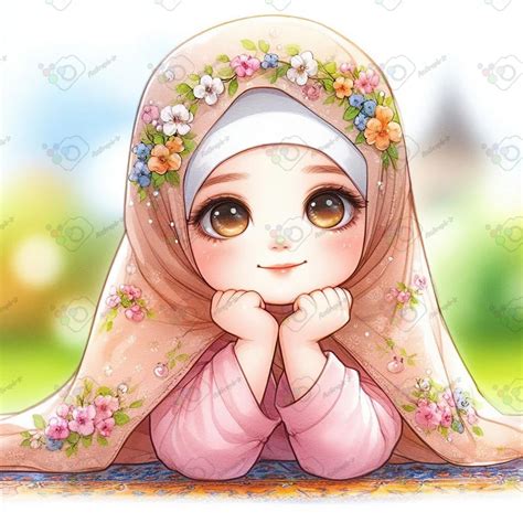 بک گراند کودکانه دختر ناز کوچولوی با حجاب با روسری گلدار کد 41749 ویژه عکس گراف عکس گراف