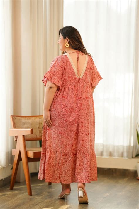 Red Paisley Maxi Dress Nangaliaruchira