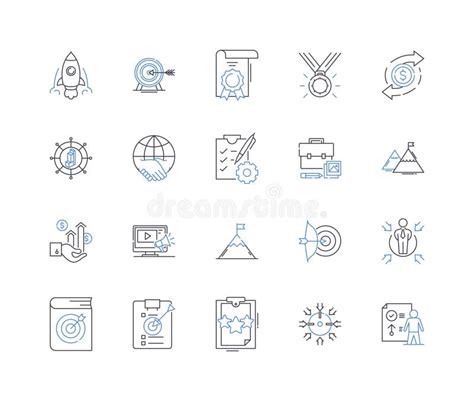 Synchronized Leadership Line Icons Collection Cohesion Synergy