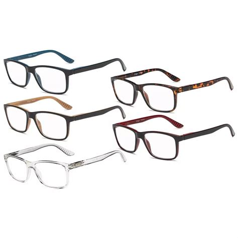 Reading Glasses Classic Rectangular 5 Pack Women Men