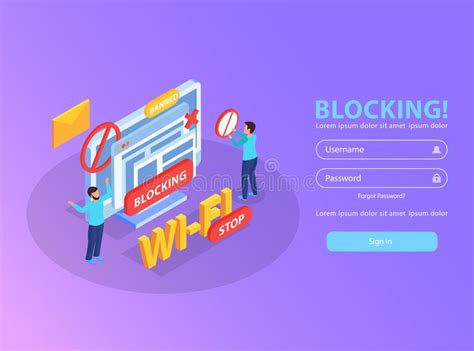Internet Blocking Isometric Background Stock Vector Illustration Of Lock Desktop 157288567