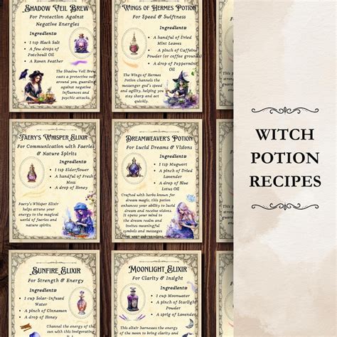 Witch Potion Recipe Cards Grimoire Pages Pdf Etsy