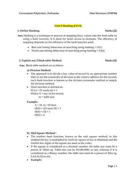 Ds Unit 5 Hashing Pdf
